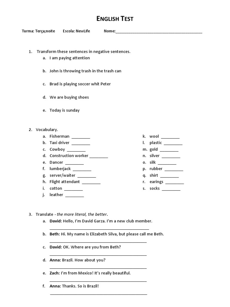 English Test Interchange 1 | PDF | Language Arts & Discipline | Foreign ...
