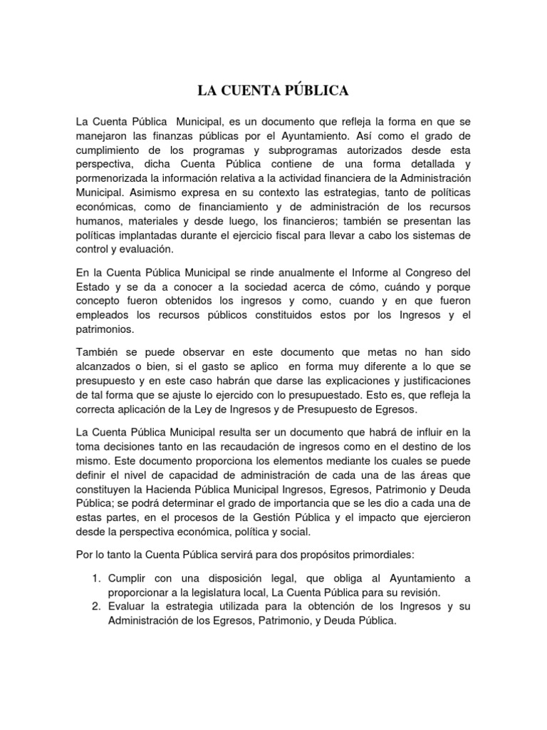 Cuenta Publica | PDF | Contabilidad | Presupuesto
