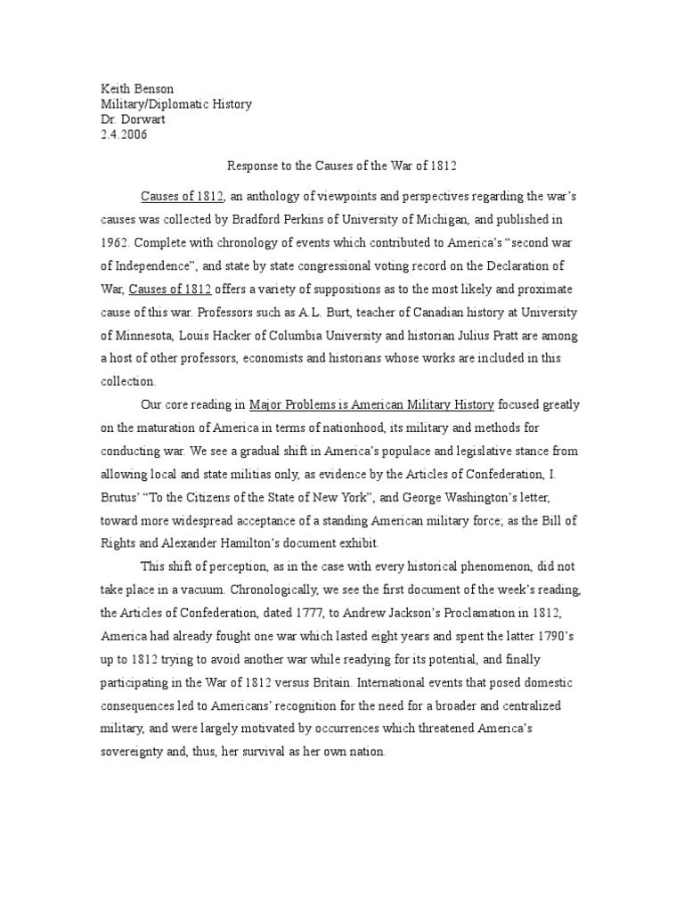 Causes of the War of 1812 Explained | PDF | War Of 1812 | The United States