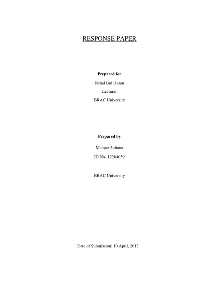 Response Paper Sample PDF | PDF | Globalization | Languages