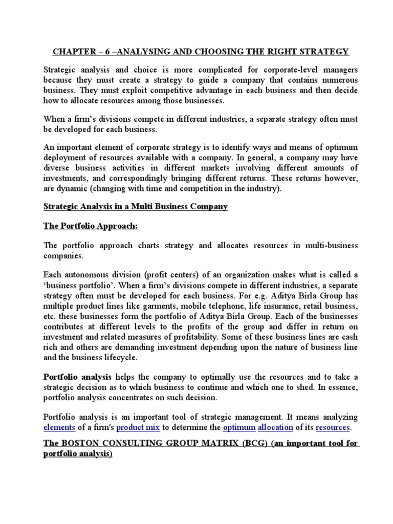 Choosing Corporate Strategy: BCG Matrix Insights | PDF | Strategic ...