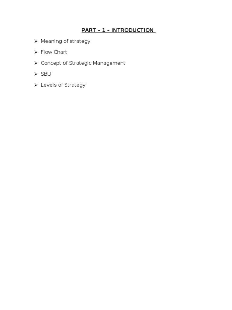 Meaning of Strategy Flow Chart Concept of Strategic Management SBU ...