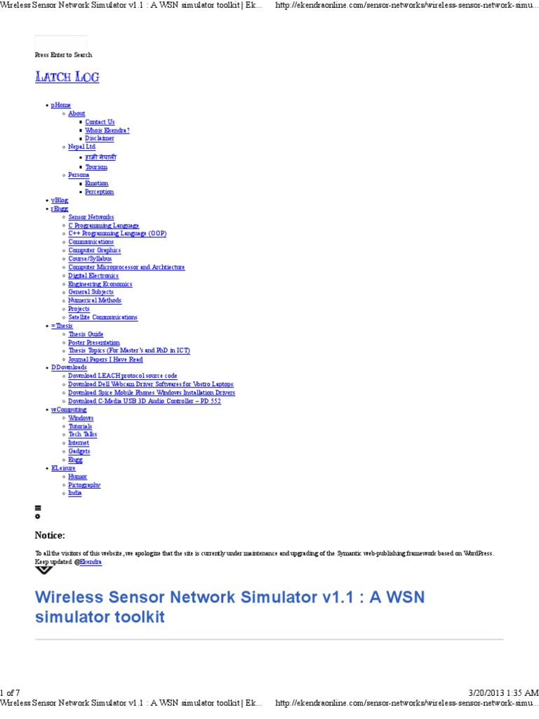 Wireless Sensor Network Simulator 1.1 PDF | PDF | Wireless Sensor Network | Computer Network