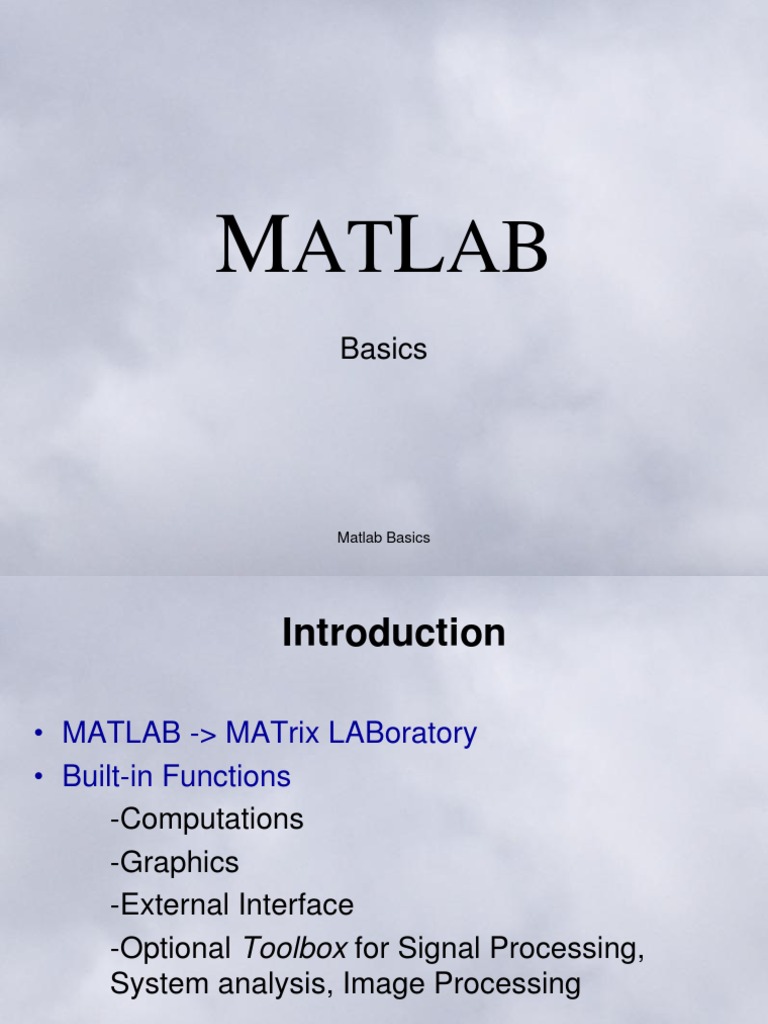 MATLAB Basics | Download Free PDF | Matlab | Matrix (Mathematics)