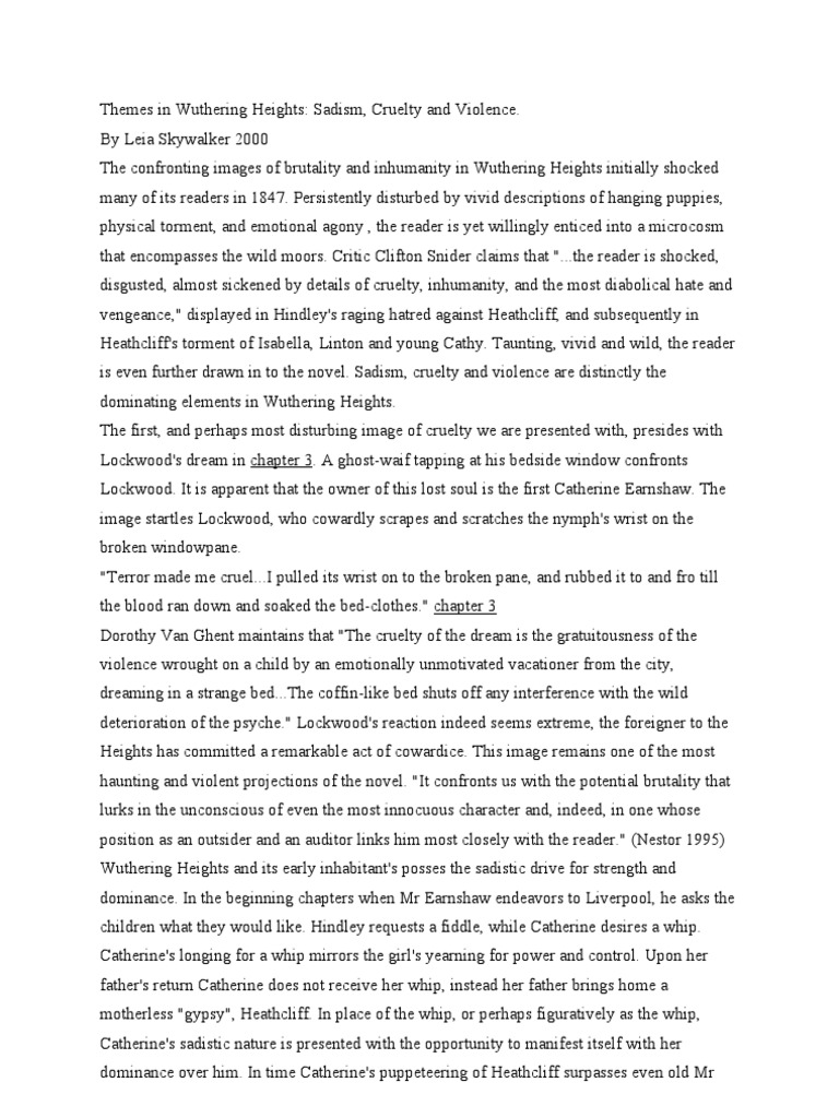 Themes in Wuthering Heights | PDF | Heathcliff (Wuthering Heights ...