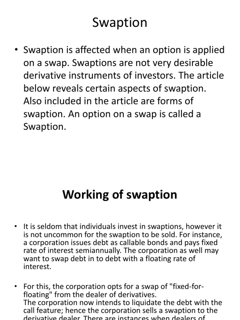 Swaption | PDF | Swap (Finance) | Derivative (Finance)
