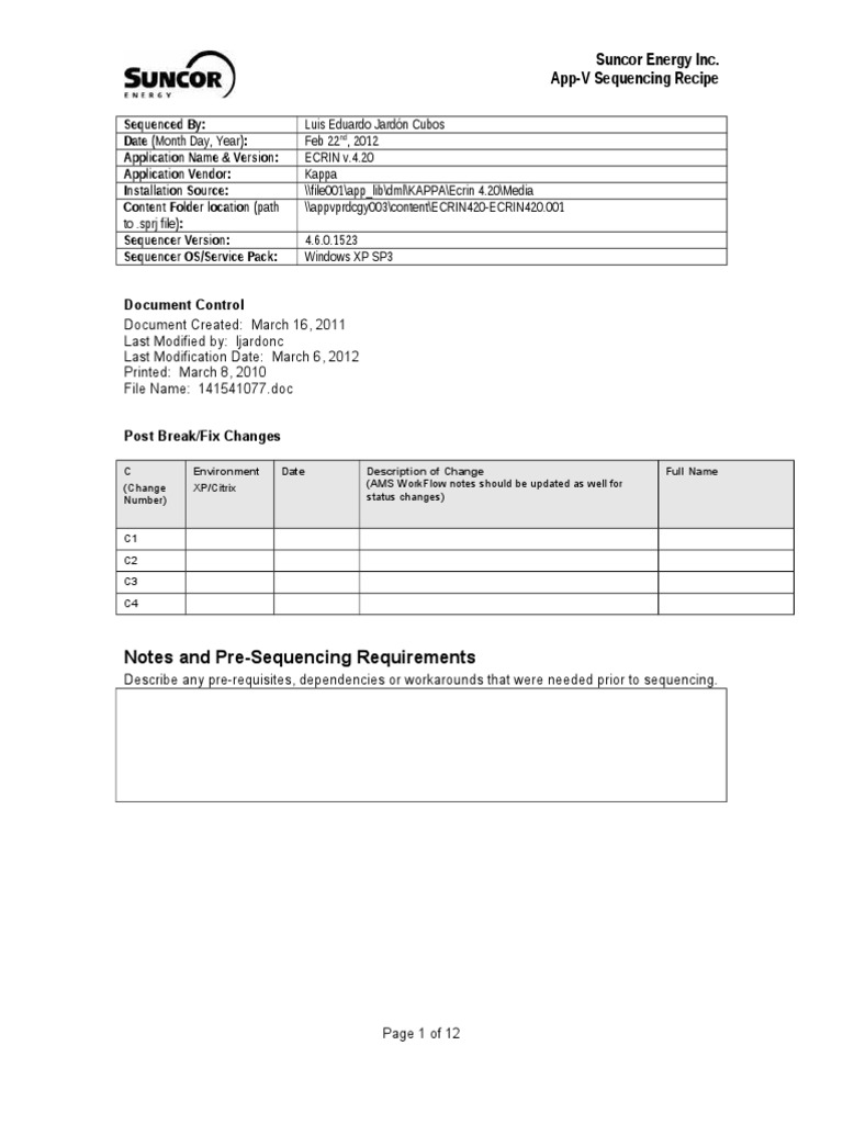 ECRIN v4.20 - App-V Sequencing Recipe | PDF | Installation (Computer ...
