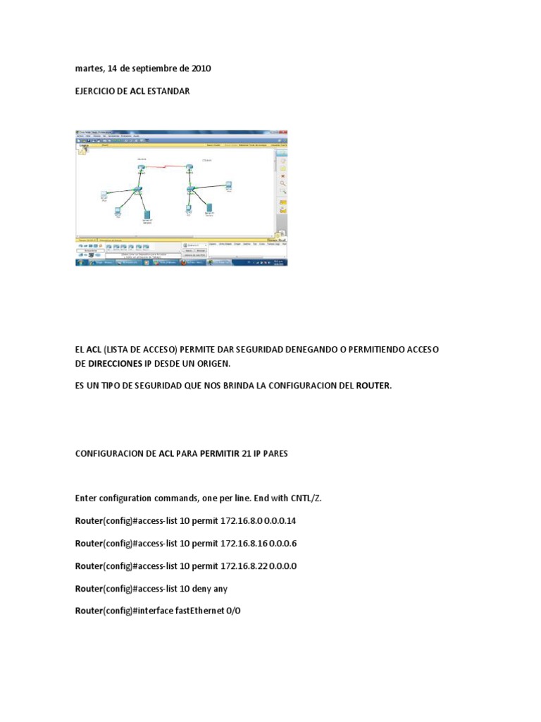 Acl Imprares | PDF | Enrutador (Computación) | Dirección IP