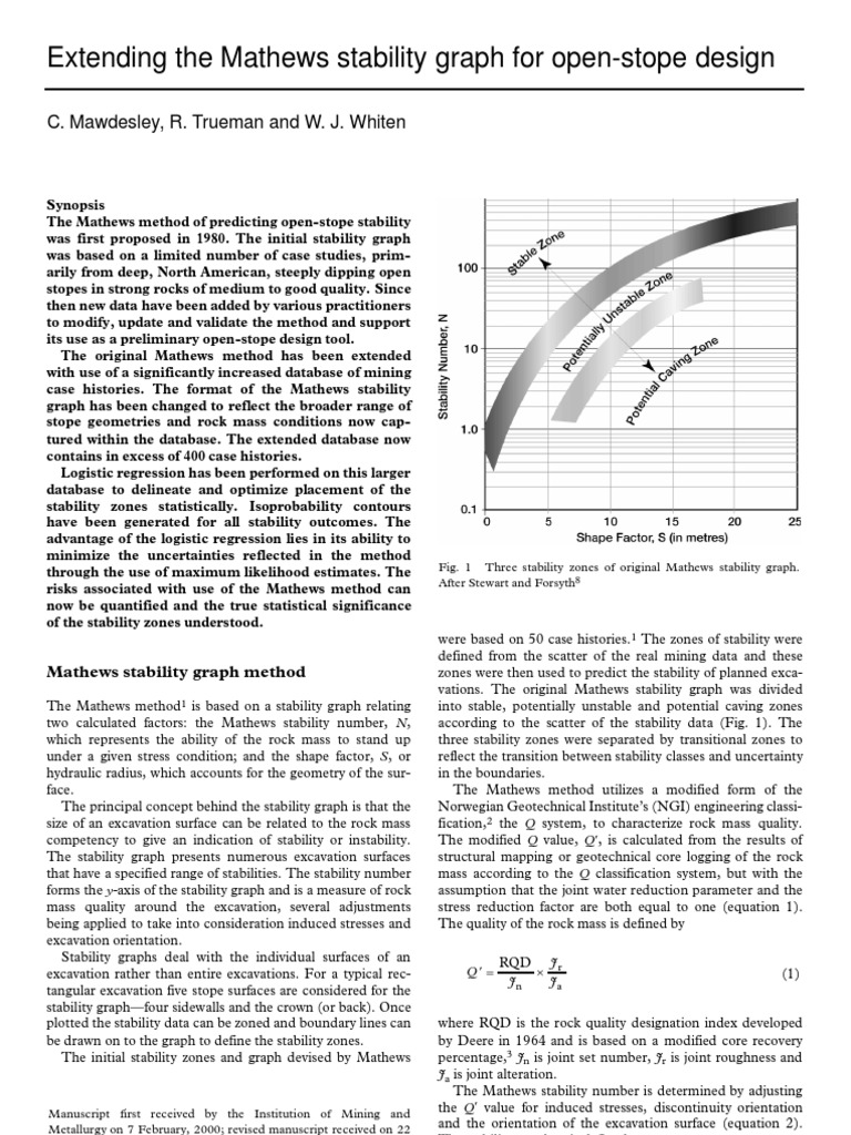 Extending The Mathews Stability Graph For Open Stope Designs | PDF ...