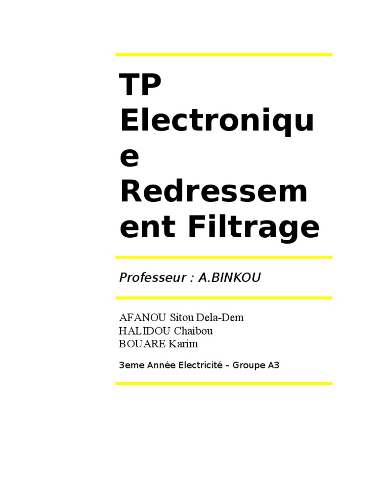 TP Redressement Filtrage | PDF | Courant continu haute tension | Redresseur