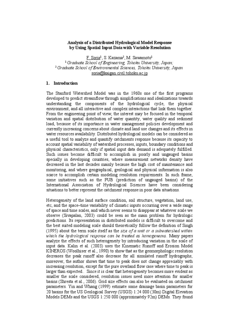 Analysis of A Distributed Hydrological Model Response by Using Spatial Input Data With Variable ...