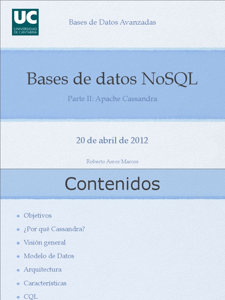 NoSQL Apache Cassandra | PDF | No Sql | Bases de datos