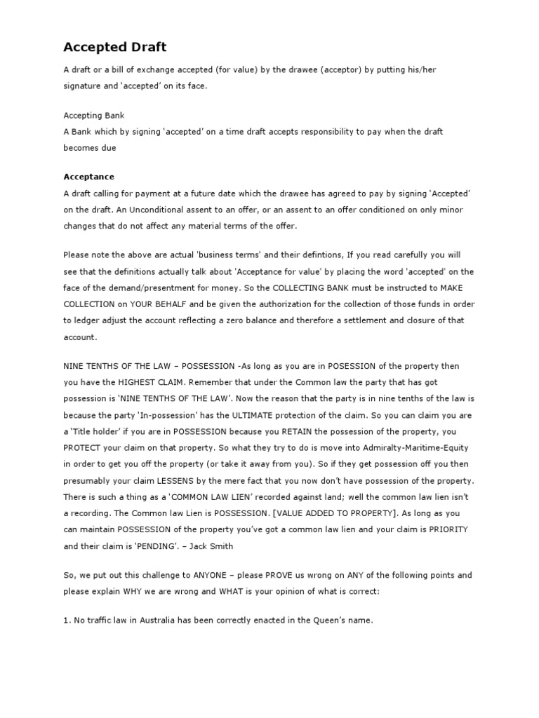 Accepted Draft | PDF | Lien | Trust Law