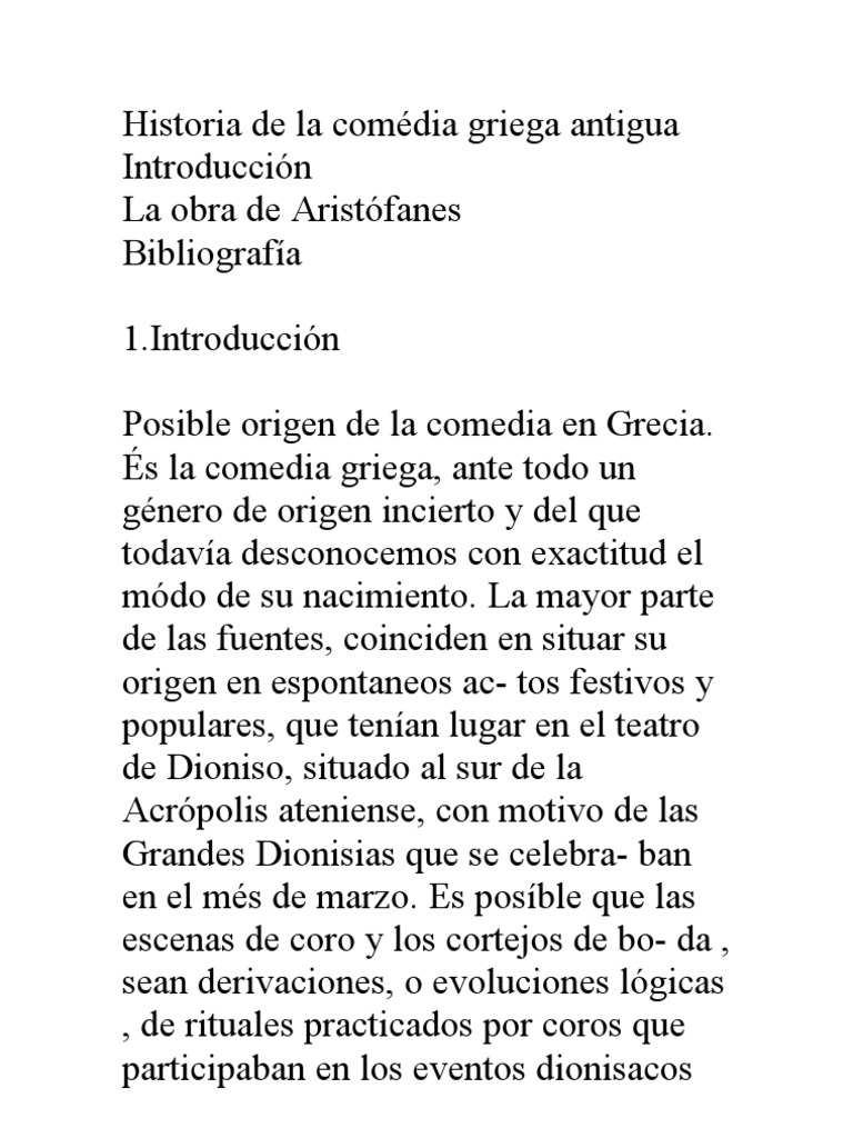 Historia de La Comédia Griega Antigua | PDF | Comedia | Esparta