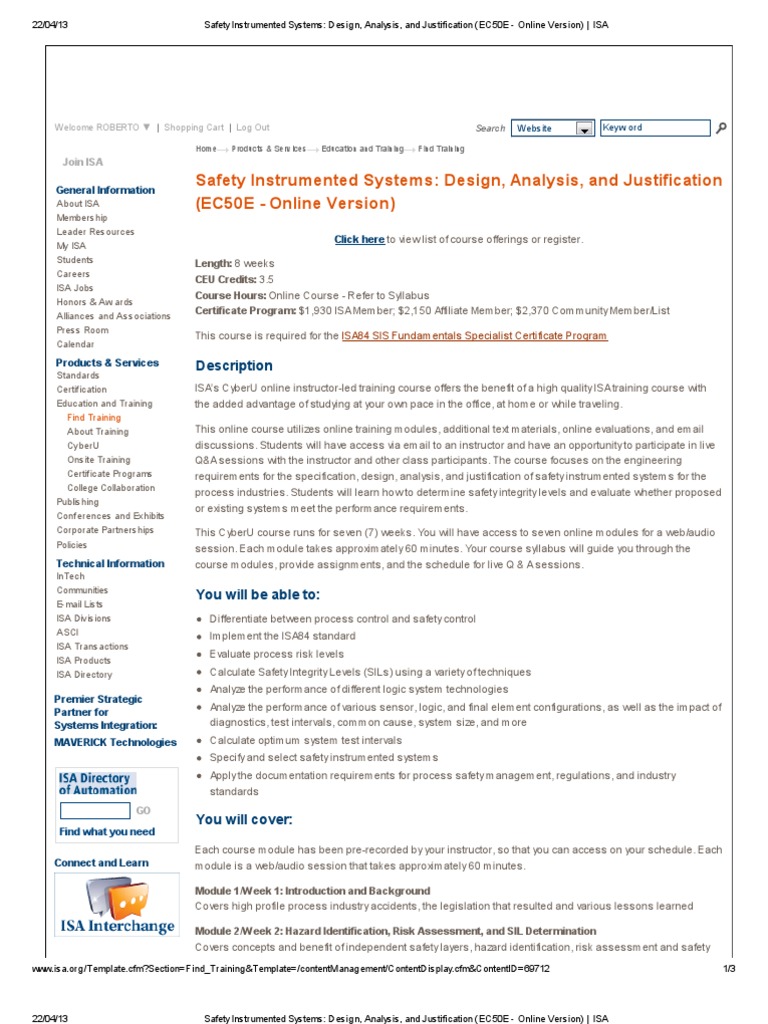 2.2.2 - SIS - Design, Analysis, and Justification (EC50E - Online Version) - ISA | PDF ...