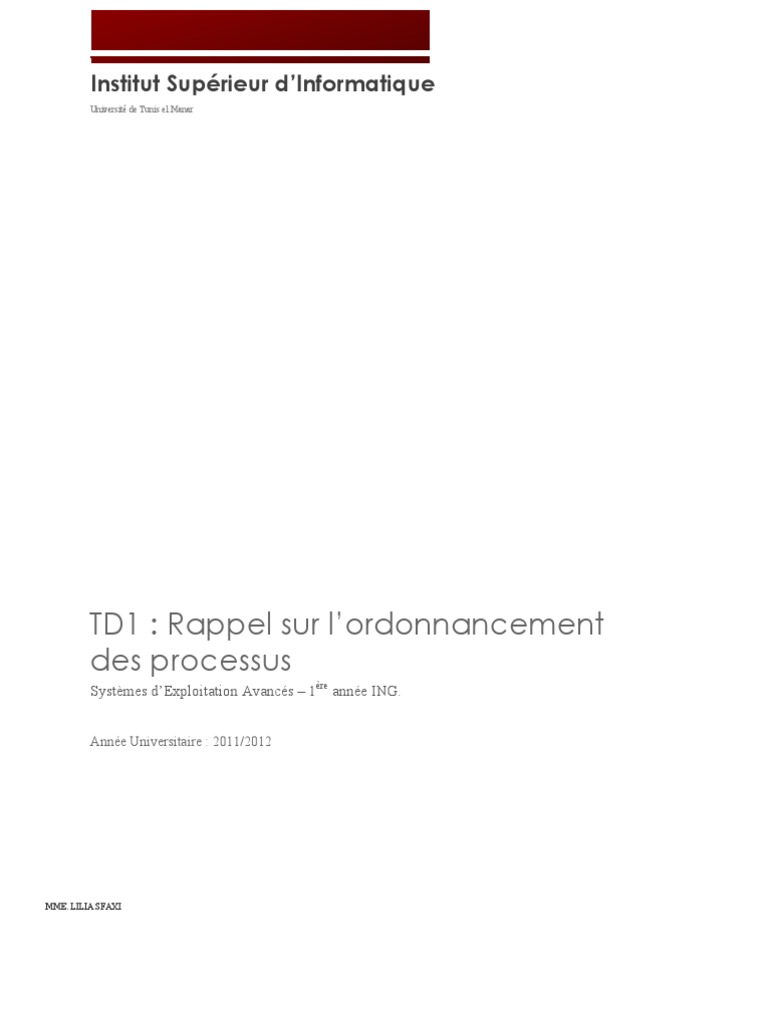 TD1 Correction | PDF | Ordonnancement dans les systèmes d'exploitation | Thread (informatique)