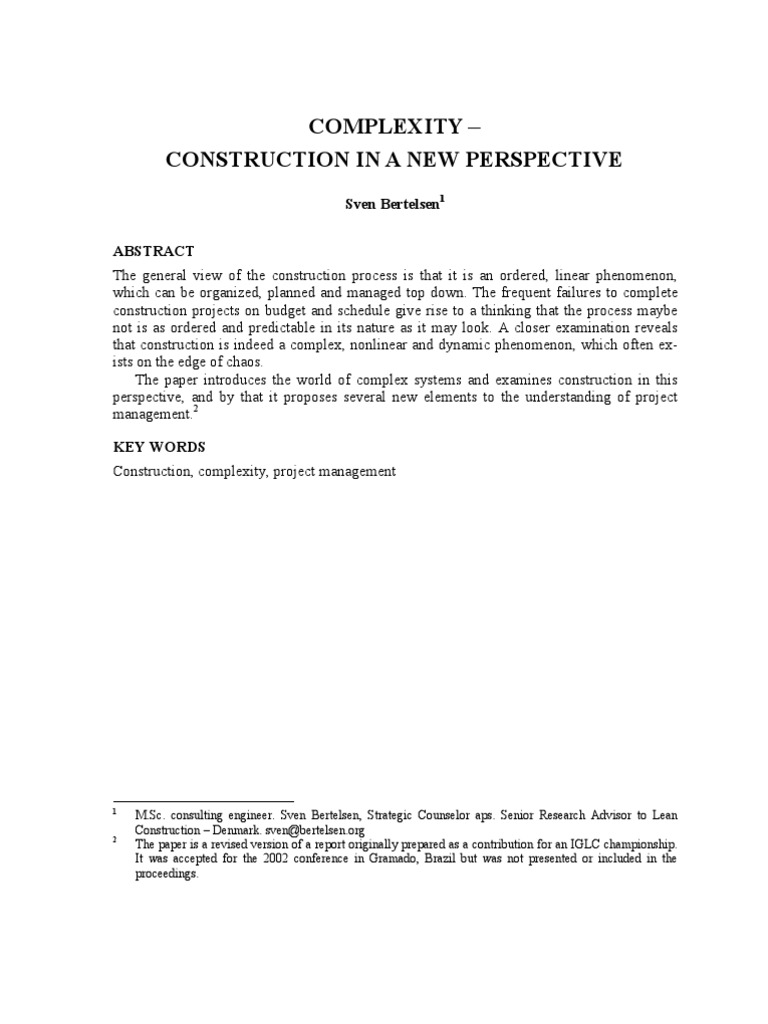 Complexity - Construction in A New Perspective | PDF | Complex Systems ...