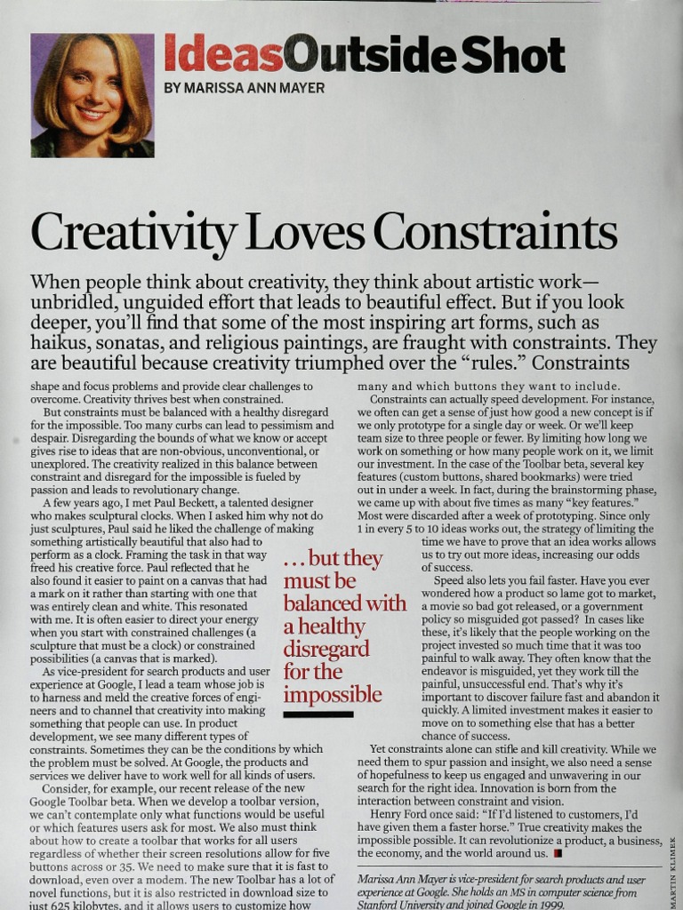 Creativity Loves Constraints | PDF | Creativity | Google
