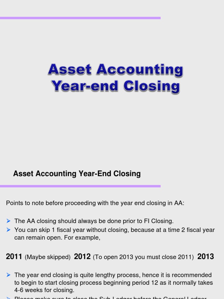 Asset Accounting Year End Close | PDF | Depreciation | Business Economics