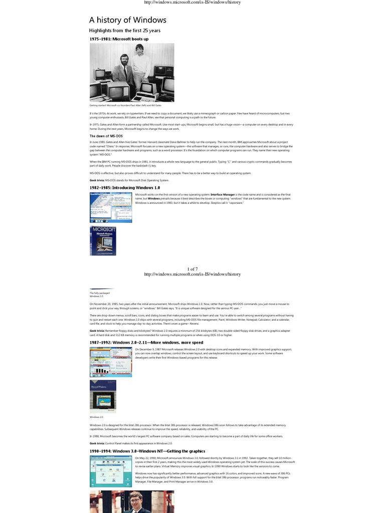 A History of Windows - Microsoft Windows | PDF | Microsoft Windows ...