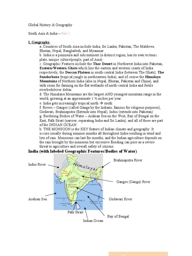 South Asia Geography and Culture Overview | PDF | South Asia | Monsoon