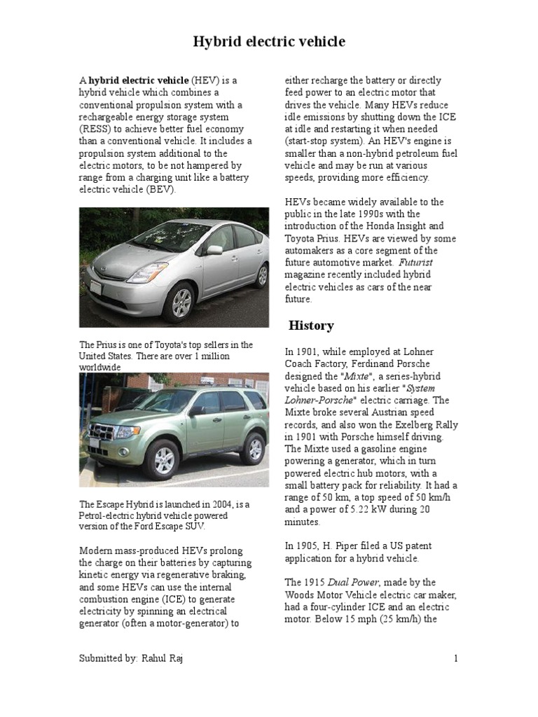 Understanding Hybrid Electric Vehicles | PDF | Hybrid Electric Vehicle ...