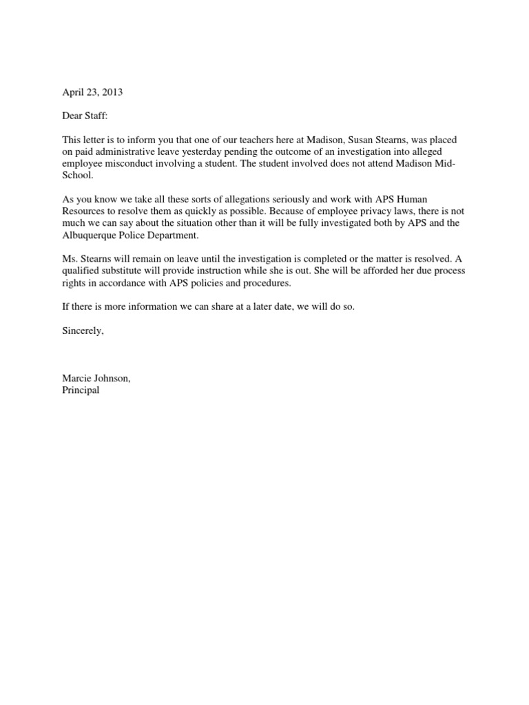 Madison Middle School Letter | PDF