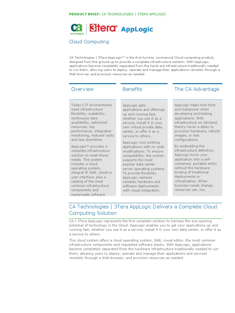 AppLogic Product Brief | PDF | Technology & Engineering