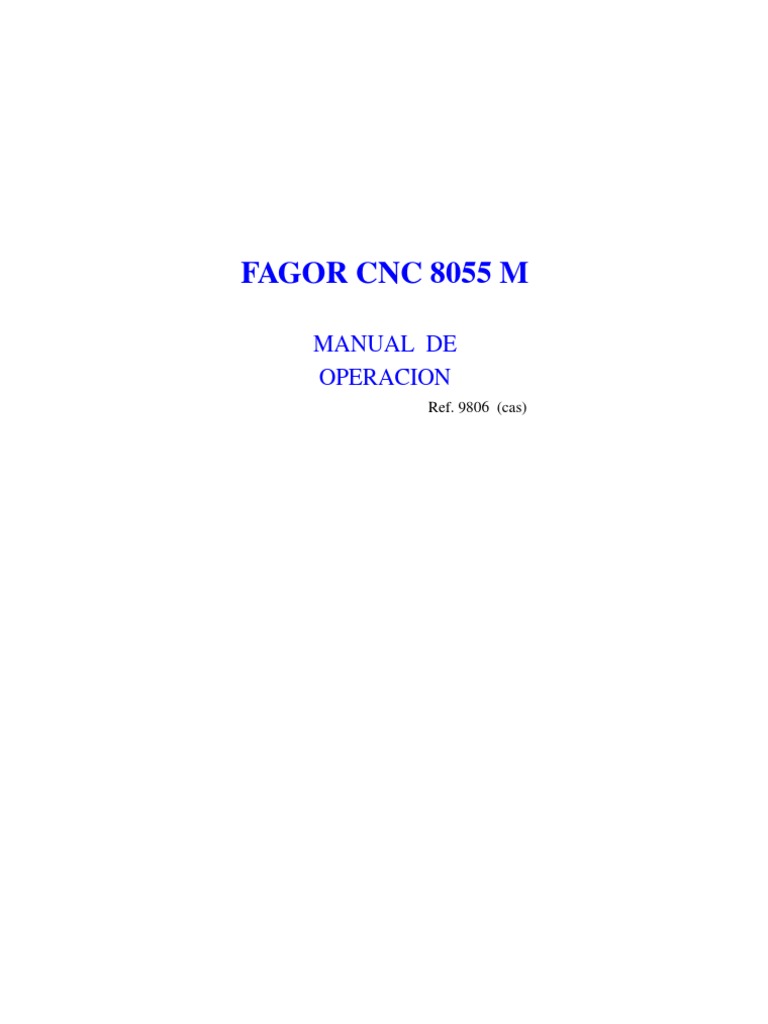 Manual Fagor CNC 8055M Fresadora | PDF | Control numerico | Programa de computadora