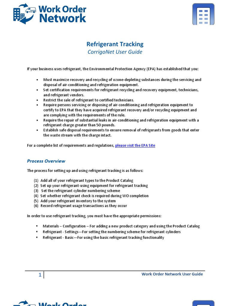 Refrigerant Tracking User Guide | PDF | Spreadsheet | Recycling