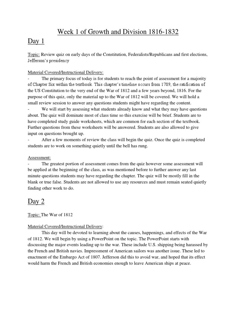Growth and Division 1816-1832 Overview | PDF | War Of 1812 ...
