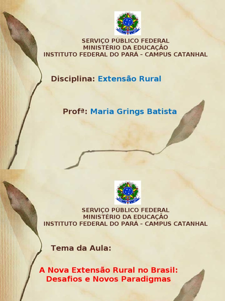 A Nova Extensão Rural no Brasil: Desafios e Novos Paradigmas da ...