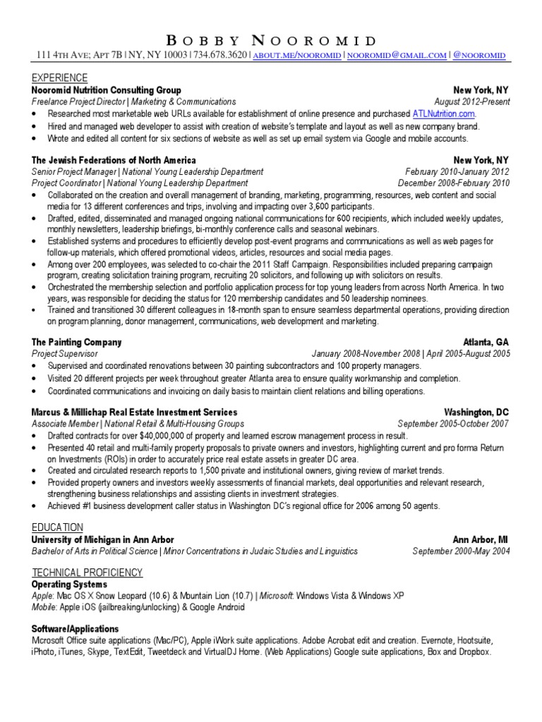 Resume For Bobby Nooromid | PDF | Software | Computing