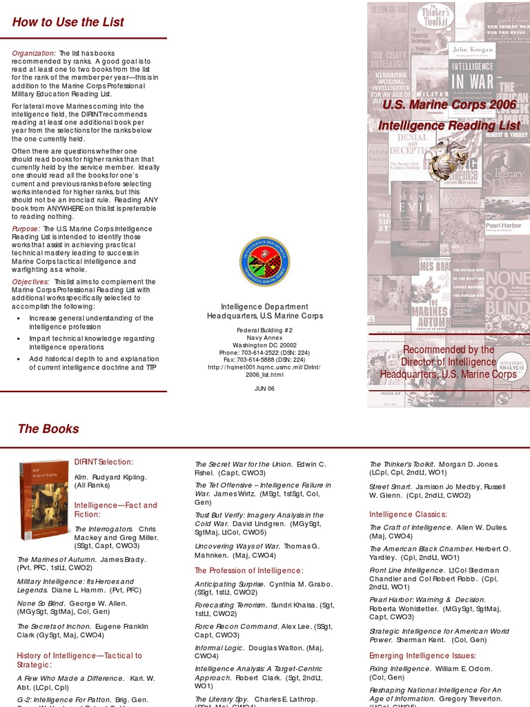 USMC Military Intelligence Reading List | PDF | United States Marine ...