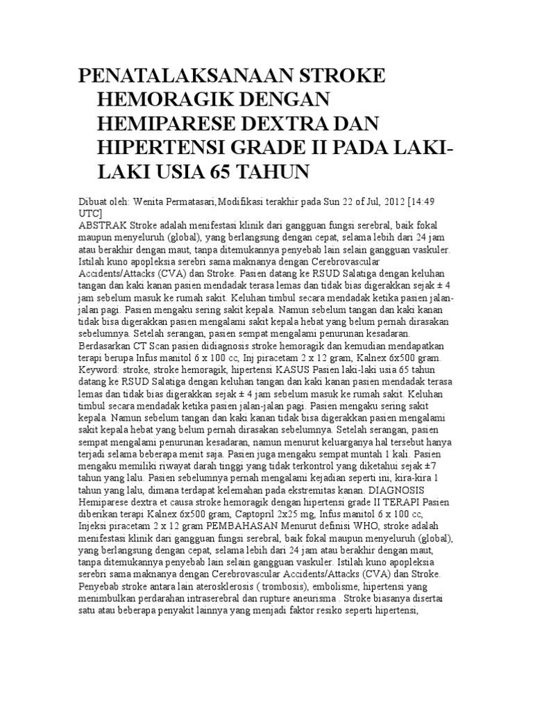 Penatalaksanaan Stroke Hemoragik | PDF