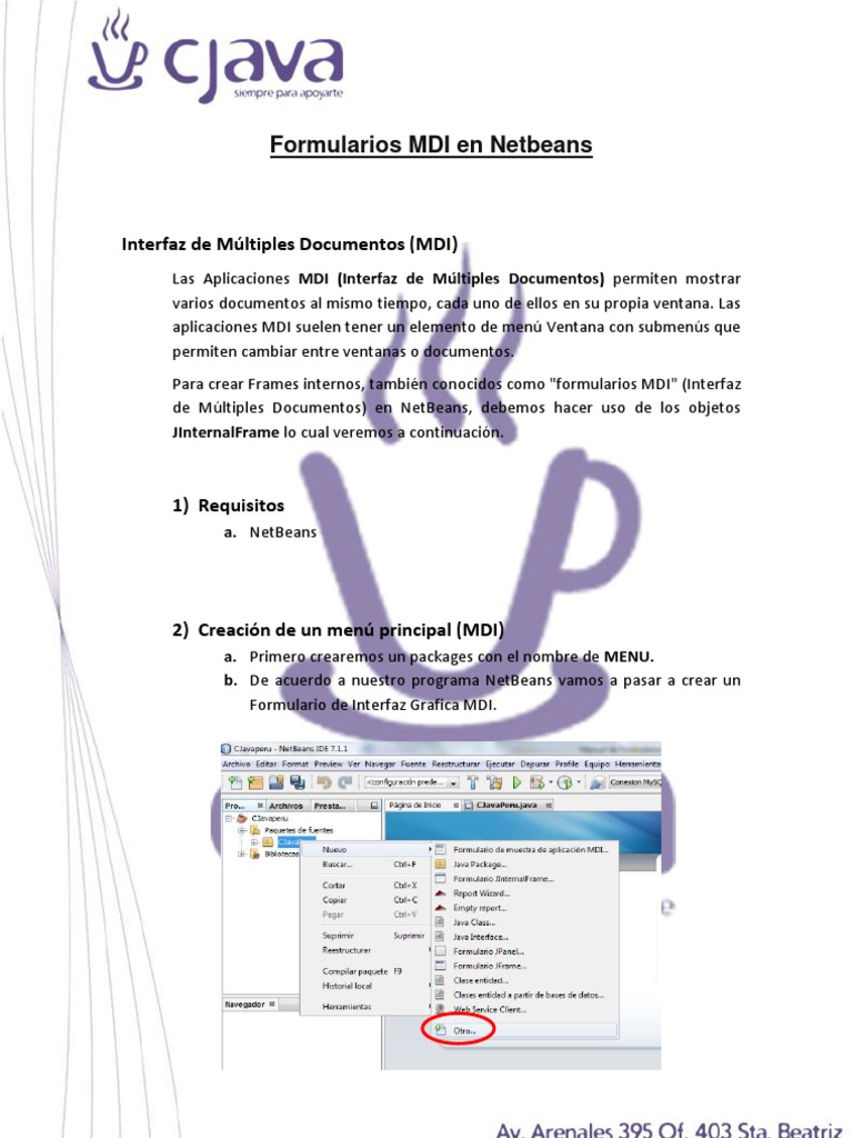 Formularios MDI en Netbeans | PDF | Ventana (informática) | Point and Click
