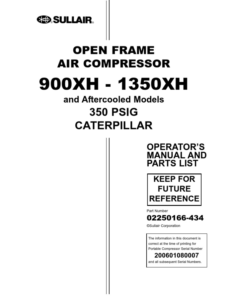900 Xh-1350 XH Sullair - 350 Psig | PDF | Gas Compressor | Valve
