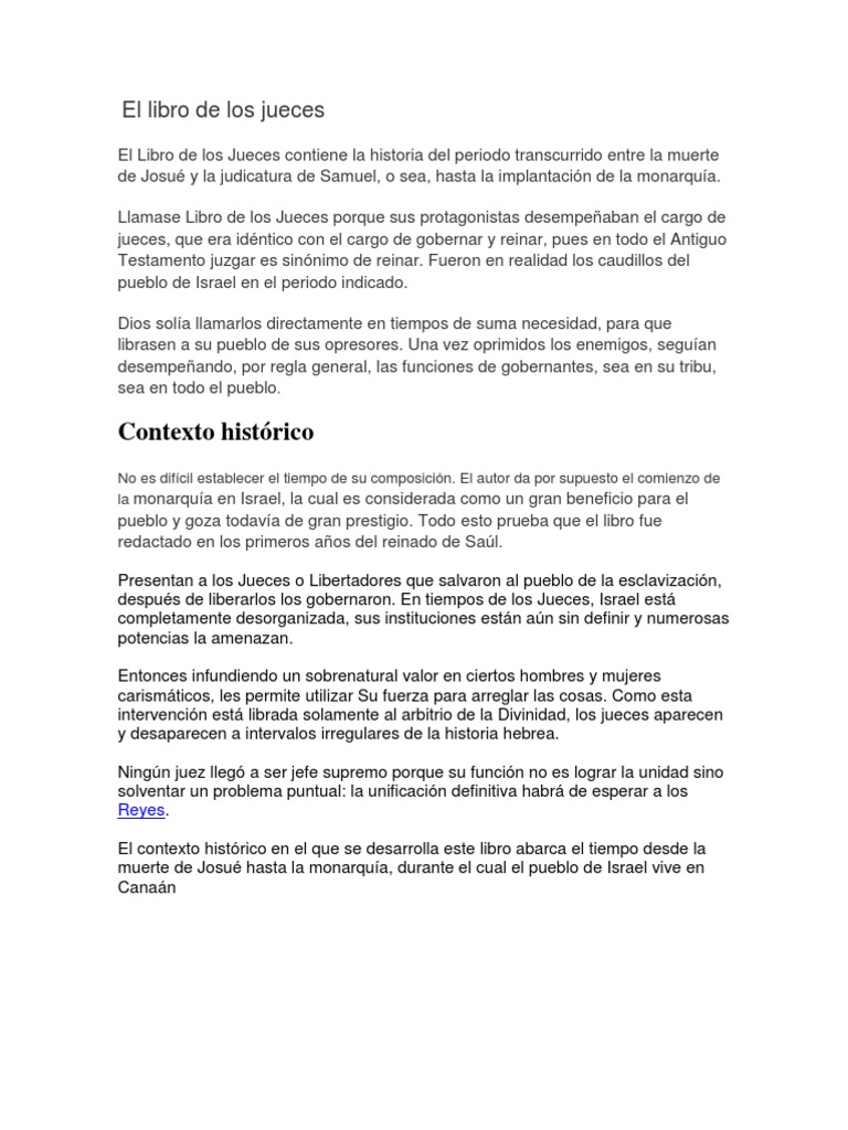 El Libro de Los Jueces | PDF | Libro de jueces | Libros del Antiguo ...