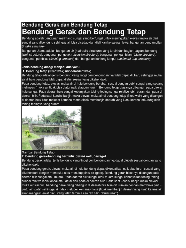 Bendung Gerak Dan Bendung Tetap | PDF