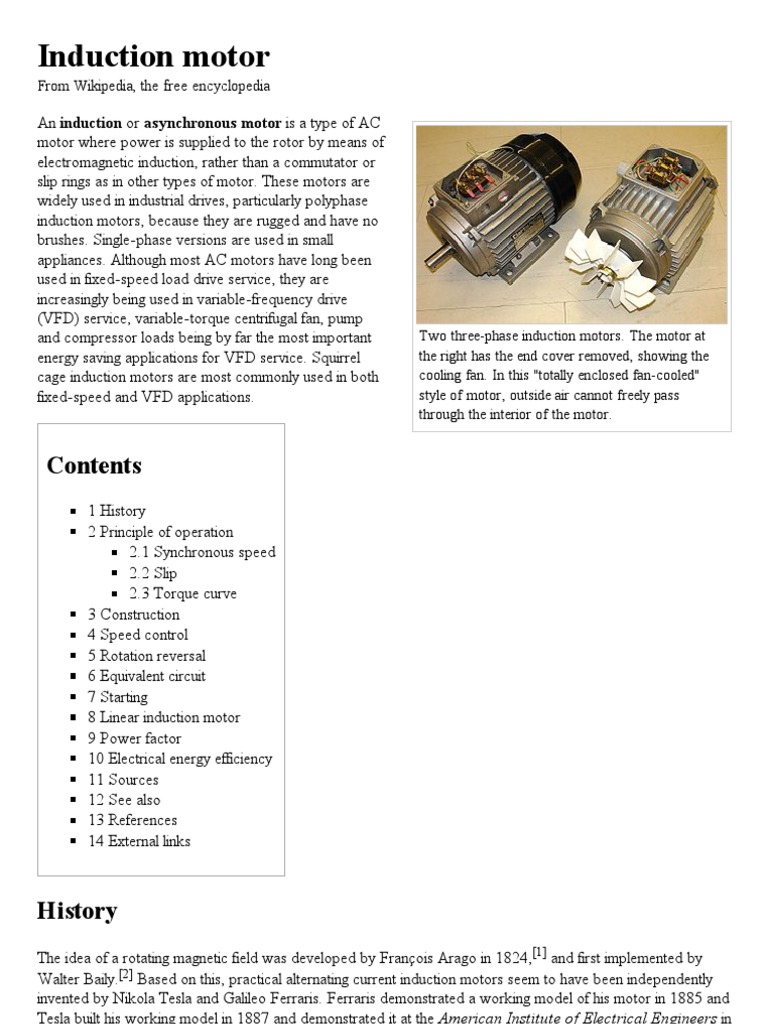 Induction Motor - Wikipedia, The Free Encyclopedia | PDF