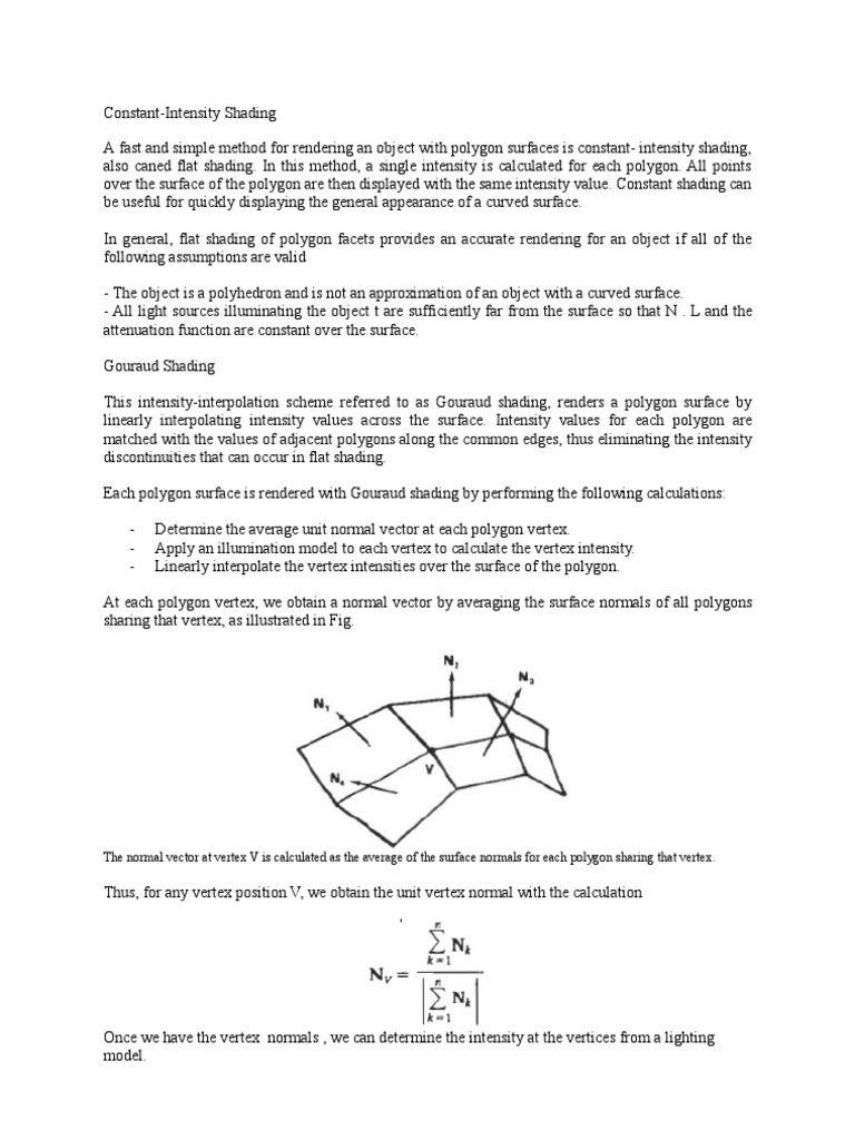Shading Gouraud And Phong Pdf Vertex Geometry Multidimensional Signal Processing