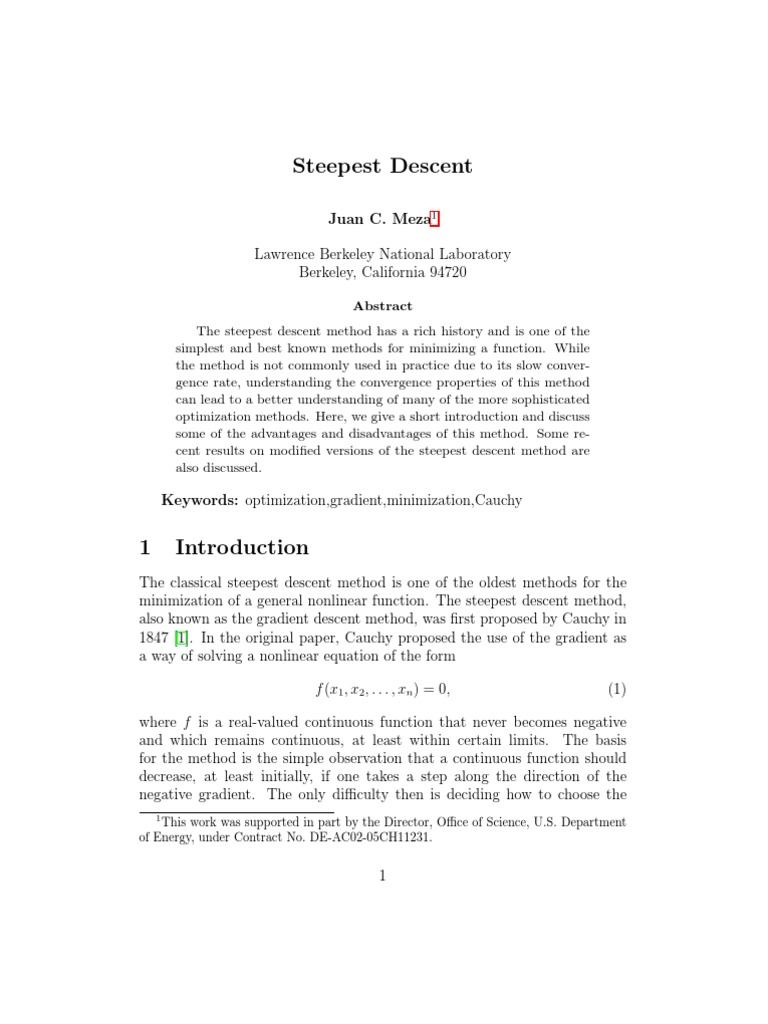 Steepest Descent Pdf Mathematical Optimization Theoretical Physics 1023