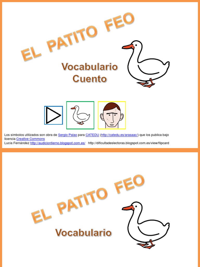 Cuento Patito Feo Vocabulario Pictogramas | PDF