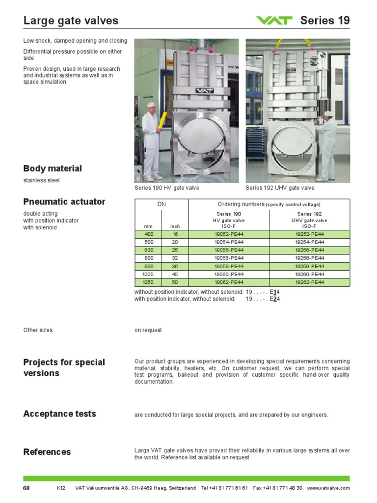 Large Gate Valves Series 19: Body Material Pneumatic Actuator | PDF ...