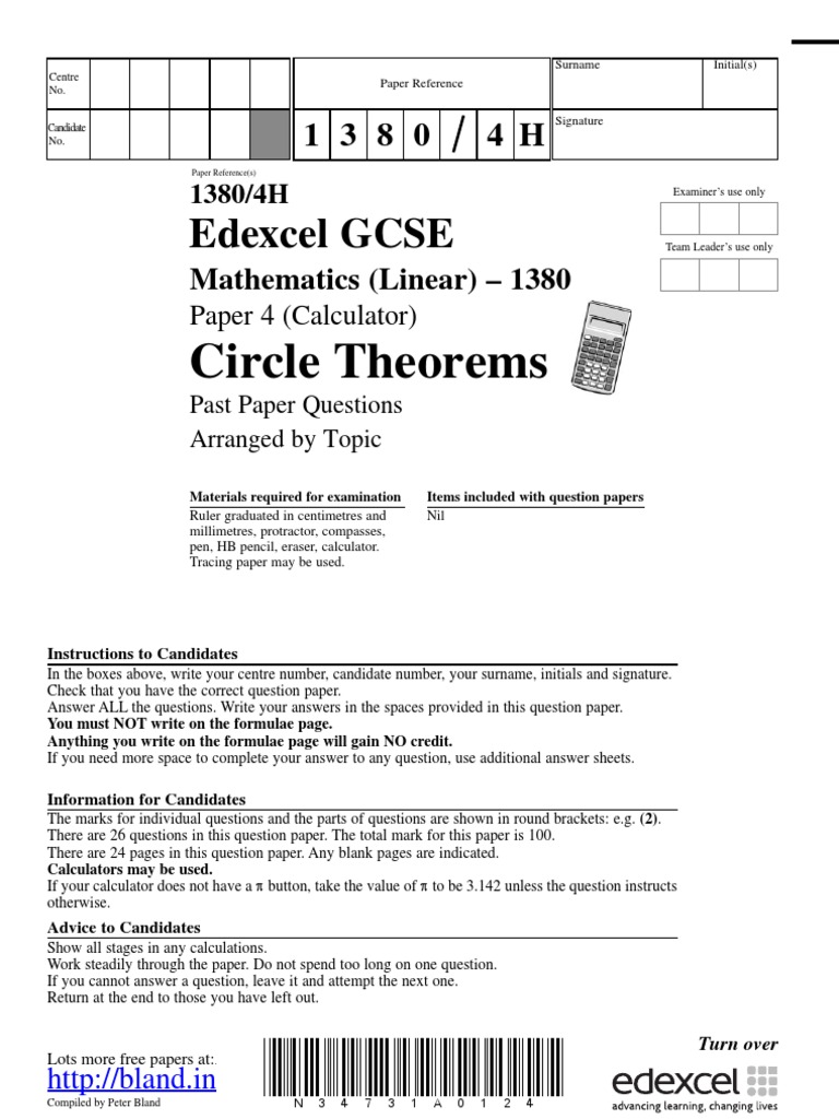 Circle Theorems: Edexcel GCSE | PDF | Circle | Angle