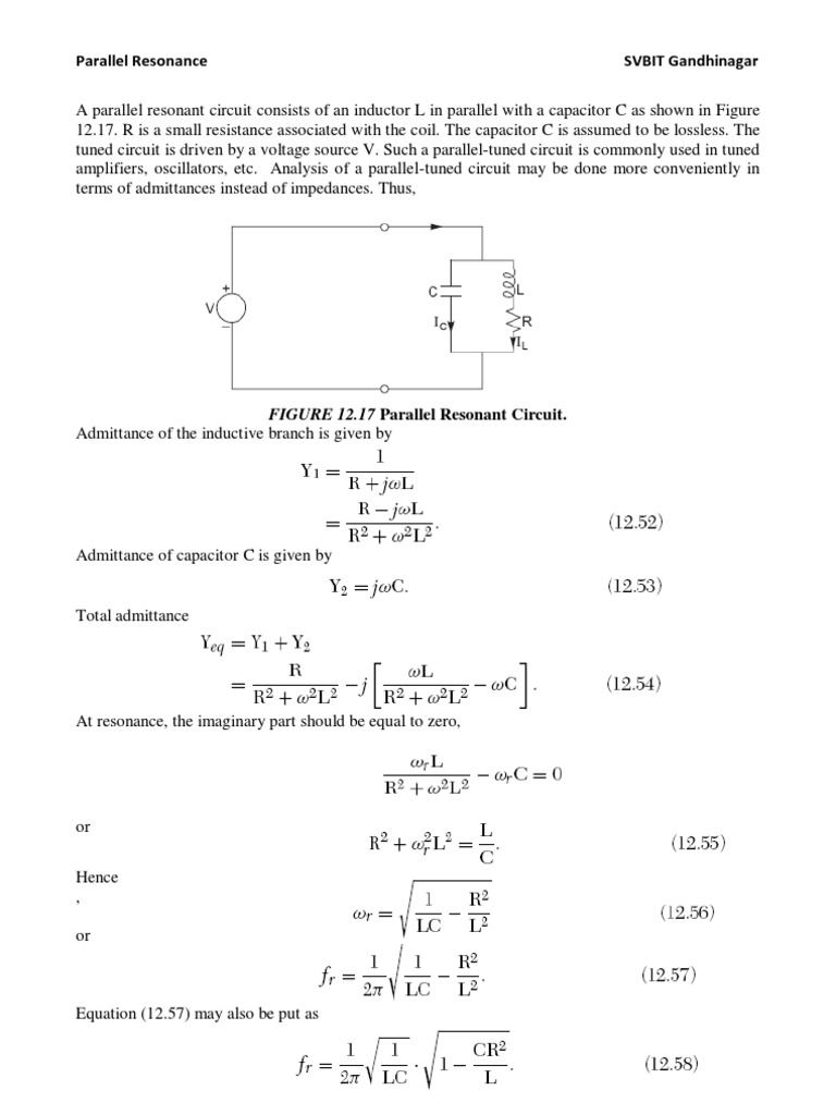 Parallel Resonance | Series And Parallel Circuits | Electrical Impedance