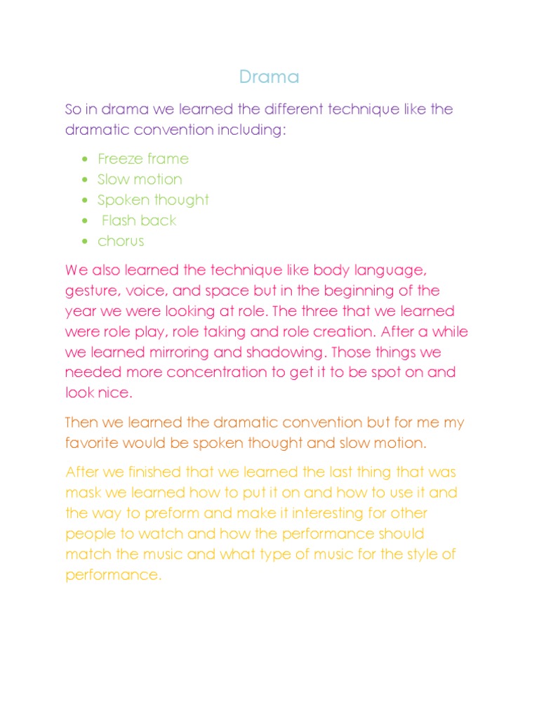 Key Drama Techniques and Conventions | PDF