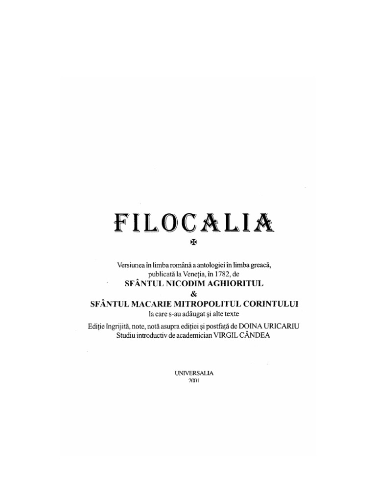 Filocalia de La Prodromu Vol 1 | PDF