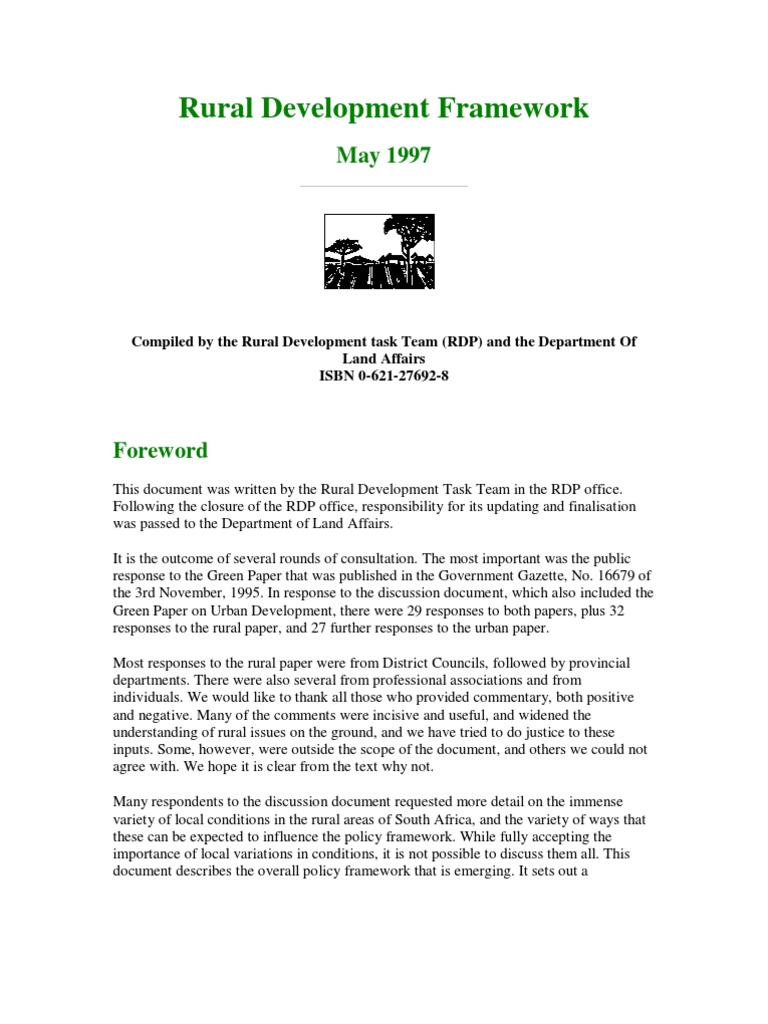 Rural Development Framework | PDF | Poverty | Poverty & Homelessness