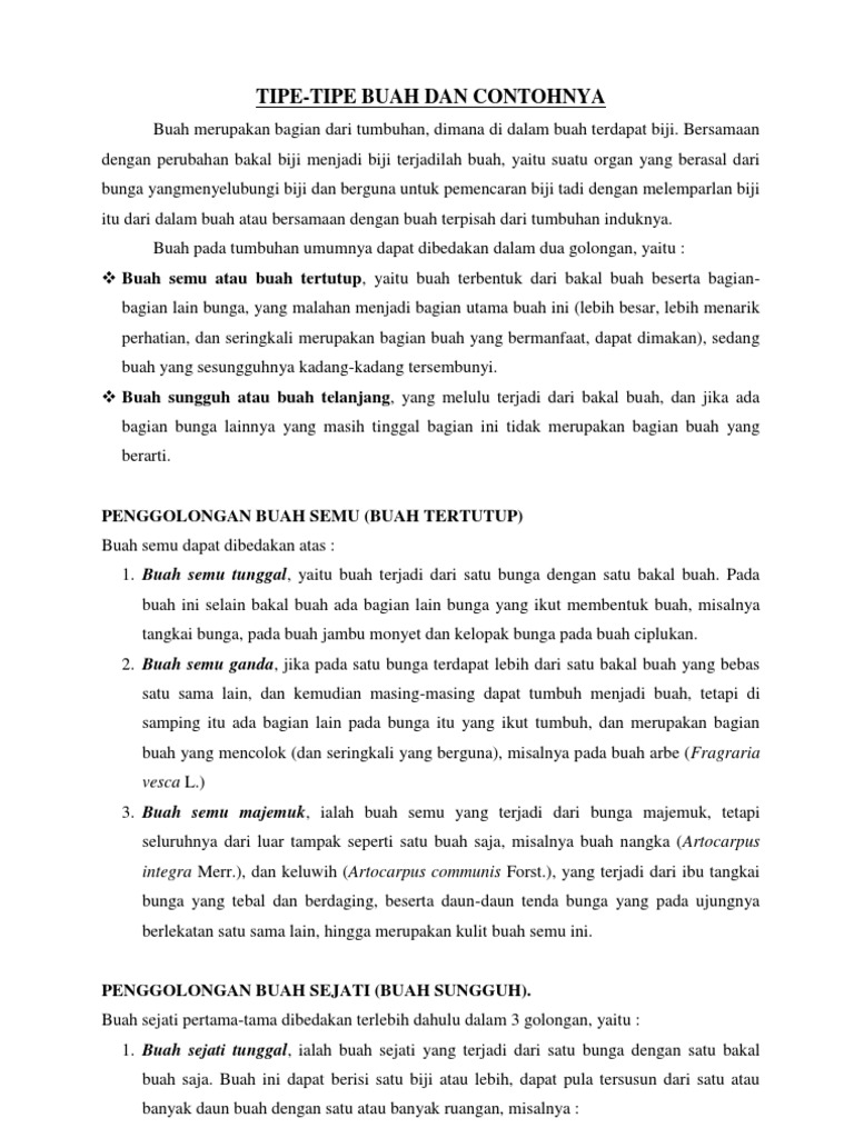 Tipe-Tipe Buah | PDF